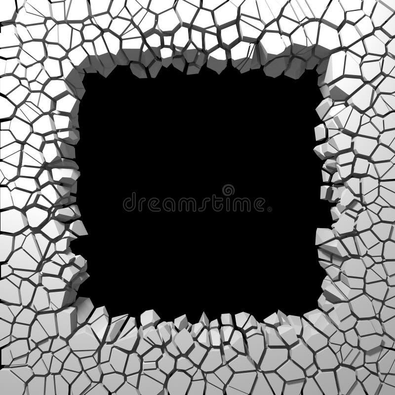 Exploding Wall with Free Area on Center Stock Illustration ...