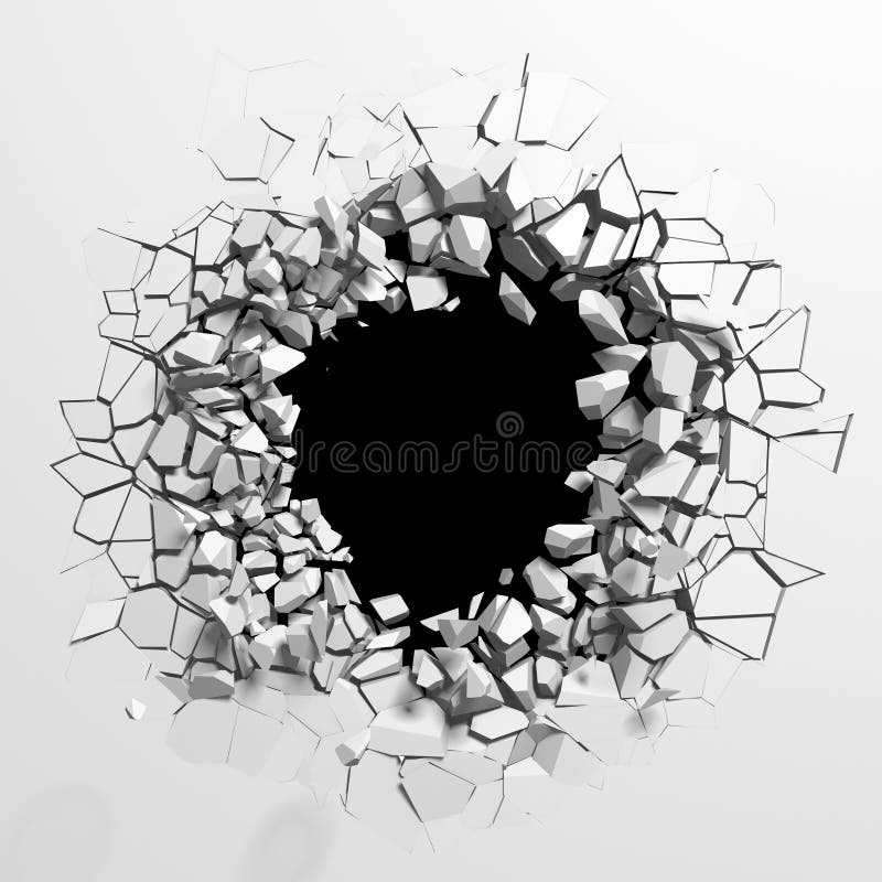 Exploding Wall with Free Area on Center Stock Illustration ...