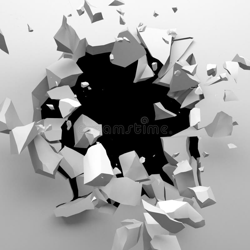 Exploding Wall with Free Area on Center Stock Illustration ...