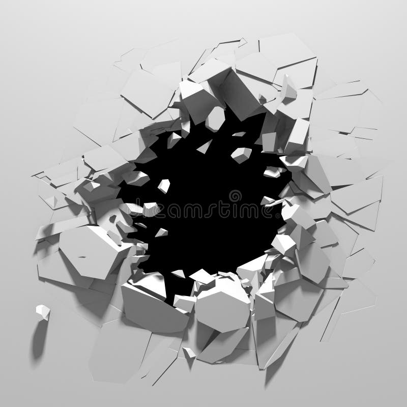 Exploding Wall with Free Area on Center Stock Illustration ...