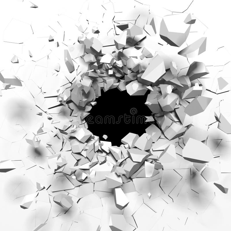 Exploding Wall with Free Area on Center Stock Illustration ...