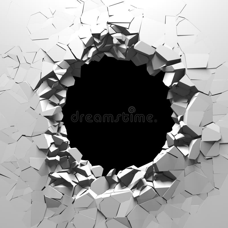 Exploding Wall with Free Area on Center Stock Illustration ...