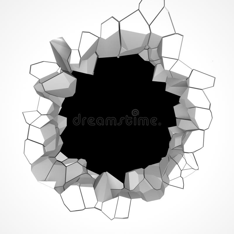 Exploding Wall with Free Area on Center Stock Illustration ...