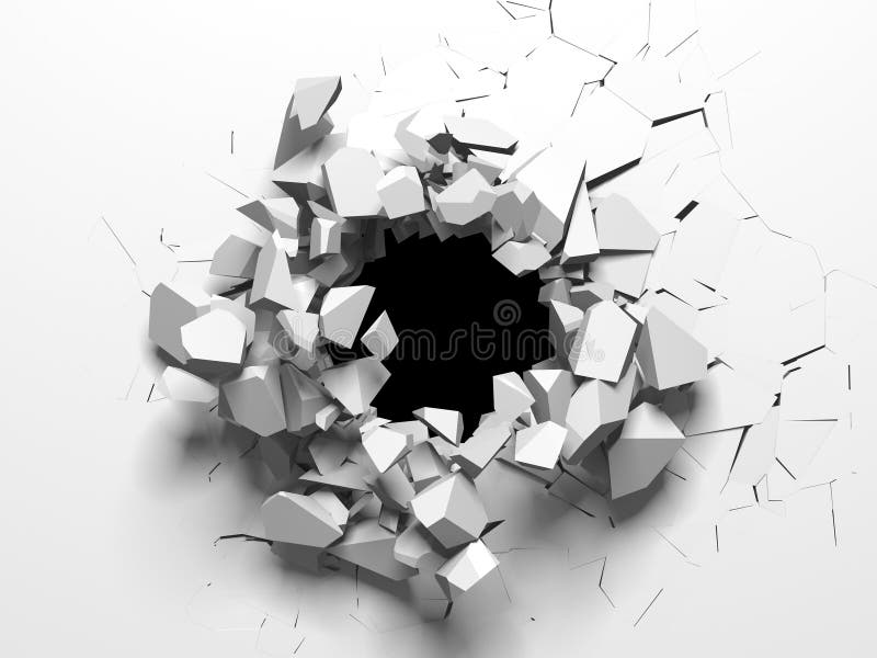 Exploding Wall with Free Area on Center Stock Illustration ...
