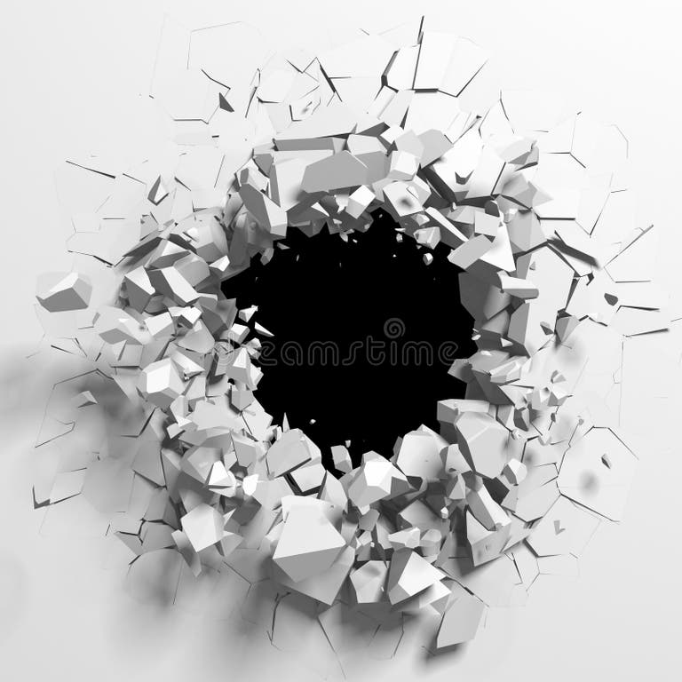 Exploding Wall with Free Area on Center Stock Illustration ...