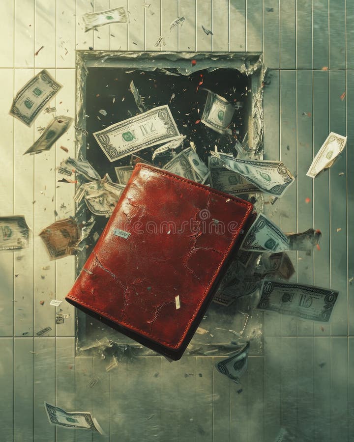 Wallet with Flying Golden Coins in Realistic Cartoon Style. 3D Design ...