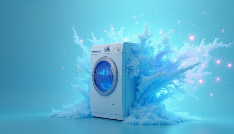 Exploding Washing Machine with Detergent Stock Photo - Image of laundry ...