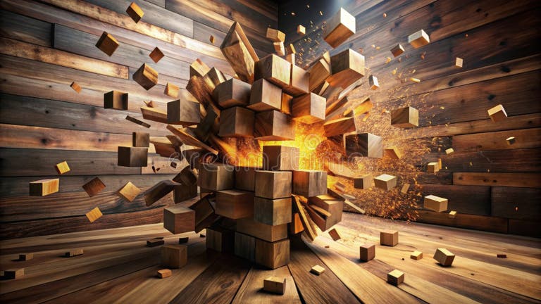 Exploding Wooden Blocks a Dynamic Composition of Cubical Fragments in a ...