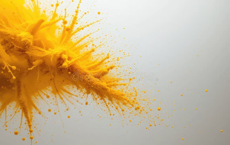 Exploding Yellow Powder Creates Abstract Art on White Background Stock ...