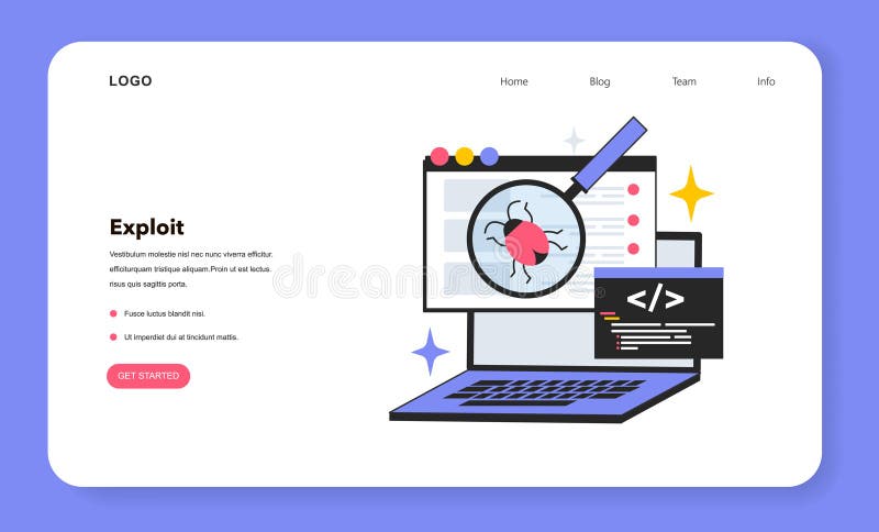 Exploit Software Tool Web Banner or Landing Page. Software Bug Stock ...