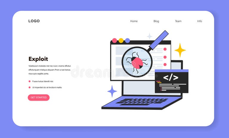 Exploit Software Tool Web Banner or Landing Page. Software Bug Stock ...