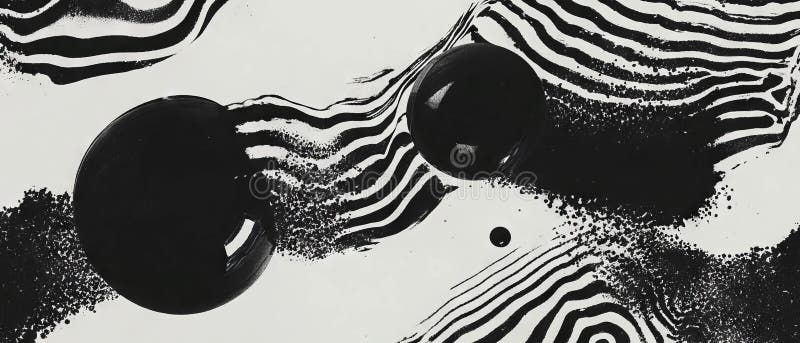 Exploration of Abstract Black Ink Patterns on a Grainy White Background ...