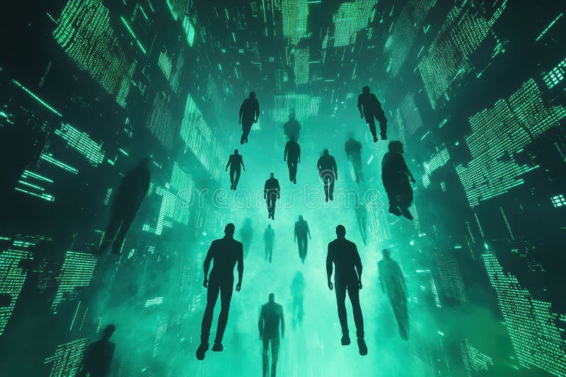 Exploration of an Abstract Digital Realm with Human Silhouettes and ...