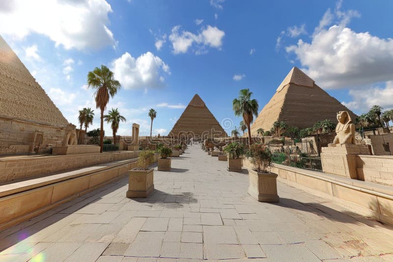Exploration of Ancient Pyramids and Sphinxes Under a Blue Sky in Egypt ...
