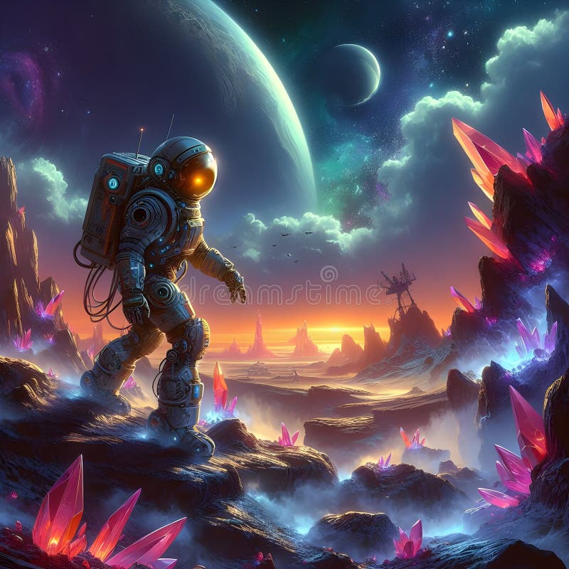 Exploration Beyond Earth: Astronaut in Deep Space Fantasy Stock ...
