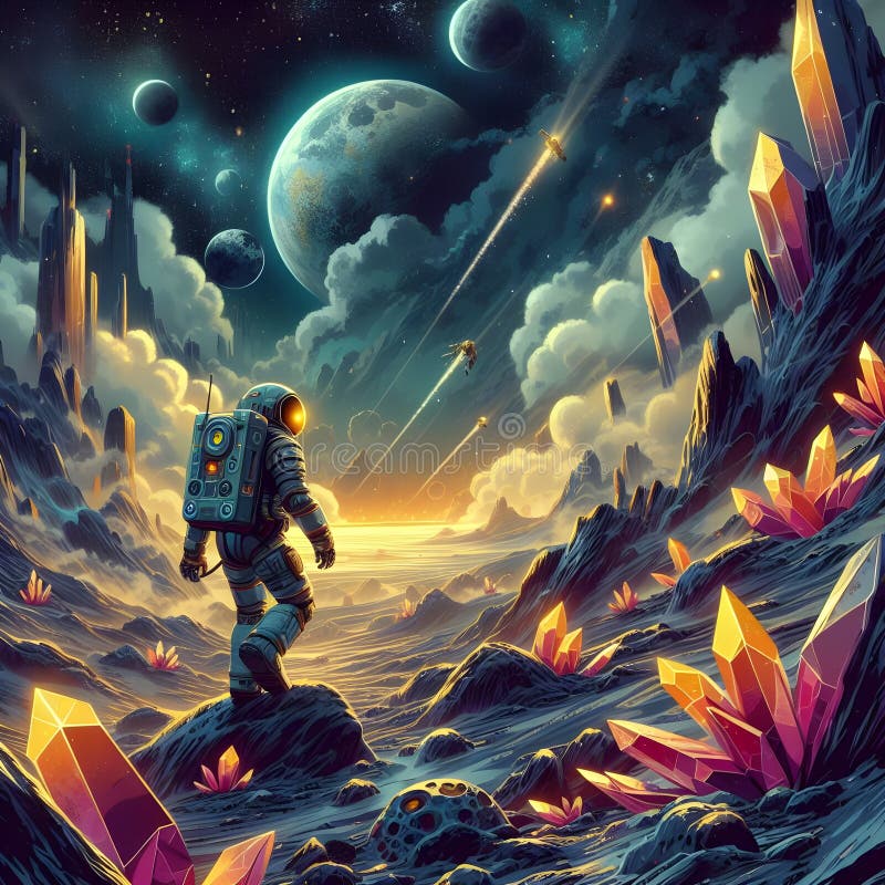 Exploration Beyond Earth: Astronaut in Deep Space Fantasy Stock ...