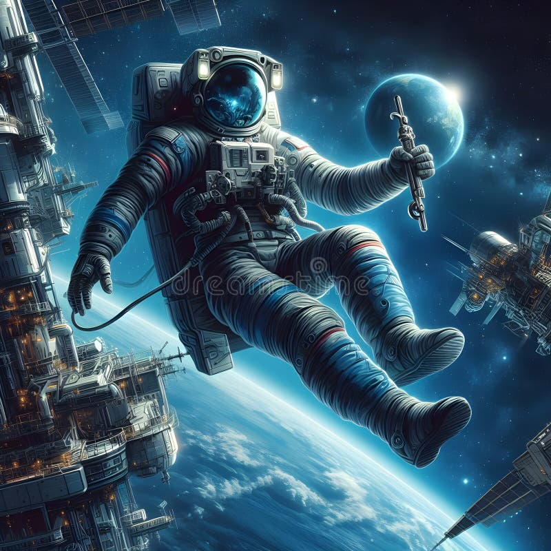 Exploration Beyond Earth: Astronaut in Deep Space Fantasy Stock ...