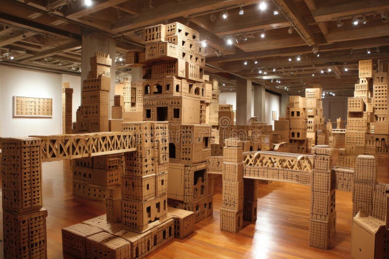 Exploration of Cardboard Architecture Featuring Towers and Bridges in ...