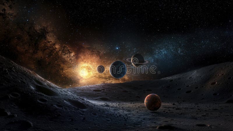 Exploration of Celestial Bodies Outer Space Digital Artwork Cosmic ...