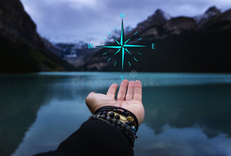 Exploration Compass Navigation in Wild Concept Stock Photo - Image of ...
