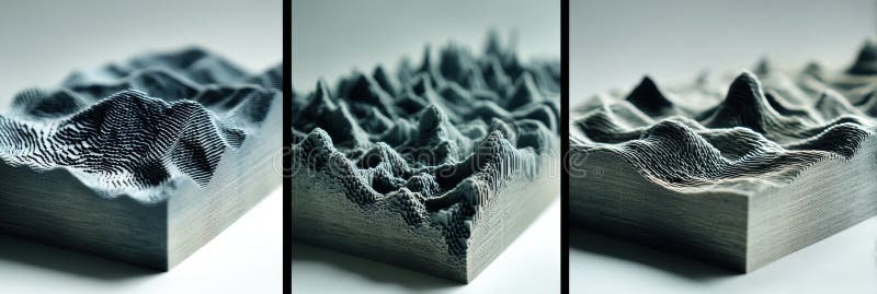 Exploration of 3D Printed Topographic Layers Showcasing Intricate Digital Textures and Varying ...