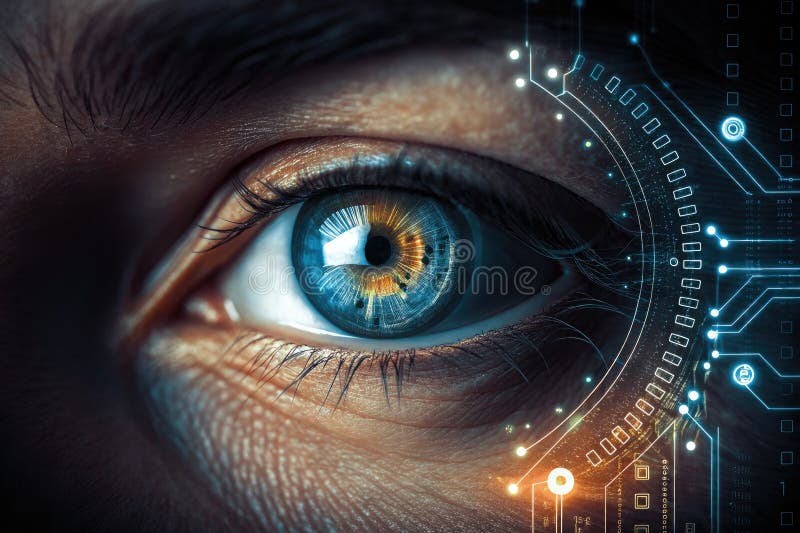Exploration of Digital Vision with a Close Up of an Eye Featuring Tech ...