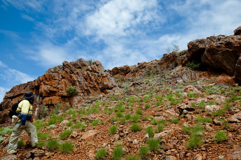 Exploration Geologist in the Field - Pilbara - Australia Stock Image ...