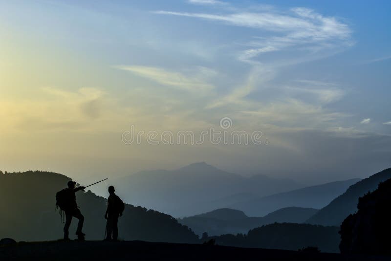 Two Climbers Exploring the Peak Mountains Stock Image - Image of travel ...