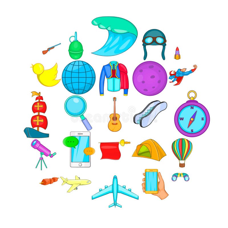 Exploration Icons Set, Cartoon Style Stock Vector - Illustration of ... Exploration Icons Set, Cartoon Style Stock Vector - Illustration of ...