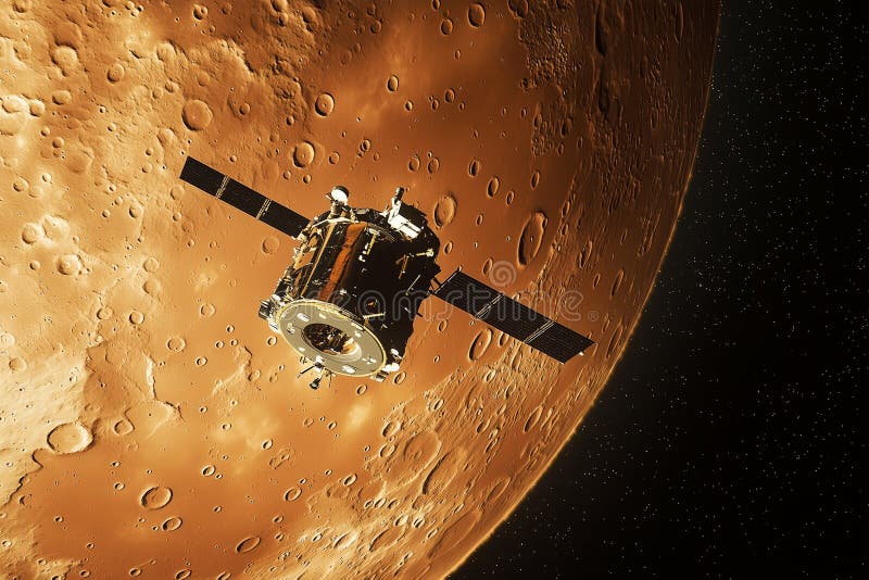 Exploration of Mars in Space Stock Illustration - Illustration of scifi ...