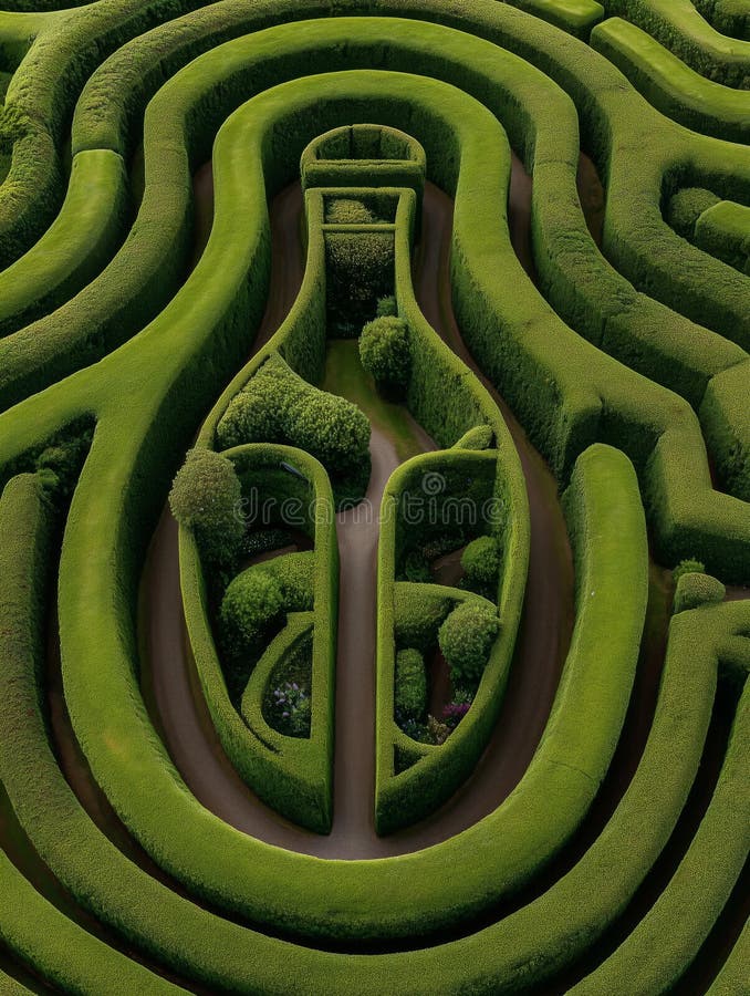 Exploration of a Meticulously Crafted Hedge Labyrinth Under a Clear ...
