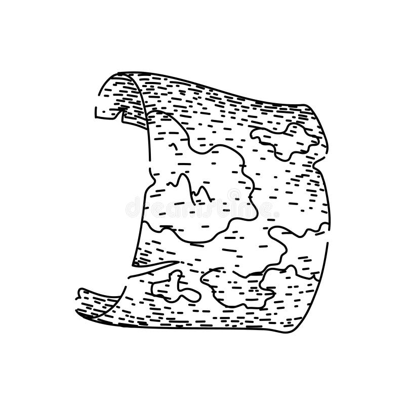 Exploration Old Map Sketch Hand Drawn Vector Stock Vector ...