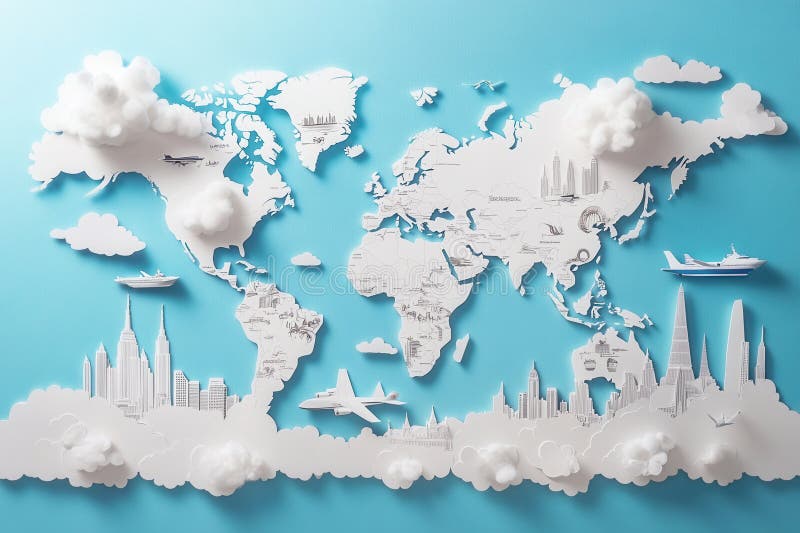 Exploration of a Paper Art World Map Showcasing Famous Landmarks ...