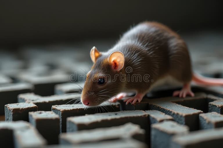 Exploration of Rats in Mazes Stock Illustration - Illustration of ...
