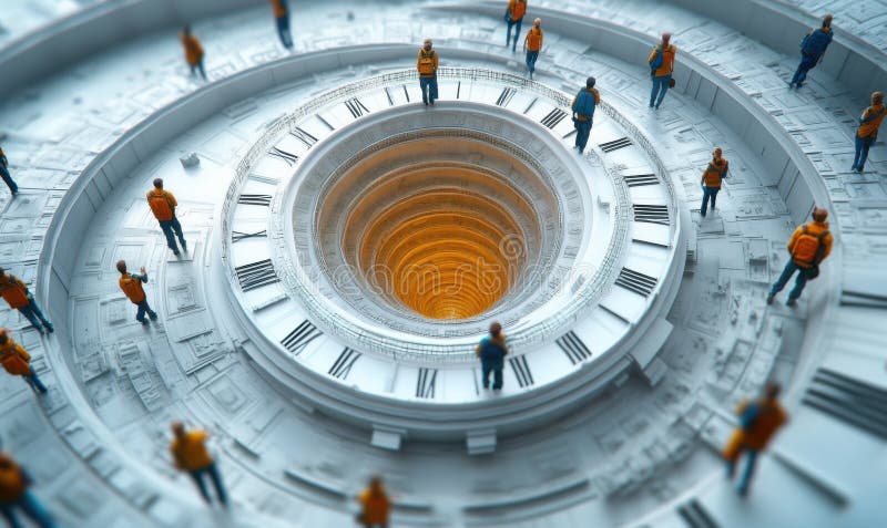 Exploration in a Surreal Time Vortex with Multiple Figures Stock Photo ...