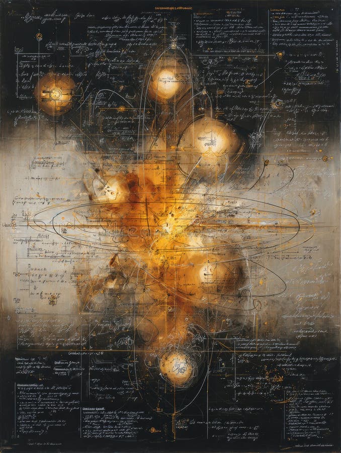 Exploration of Theoretical Physics Concepts Illustrated with Diagrams and Equations in a Vibrant ...