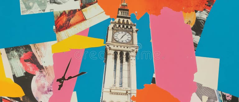 Exploration of Time through a Mixed Media Collage Featuring a Clock ...