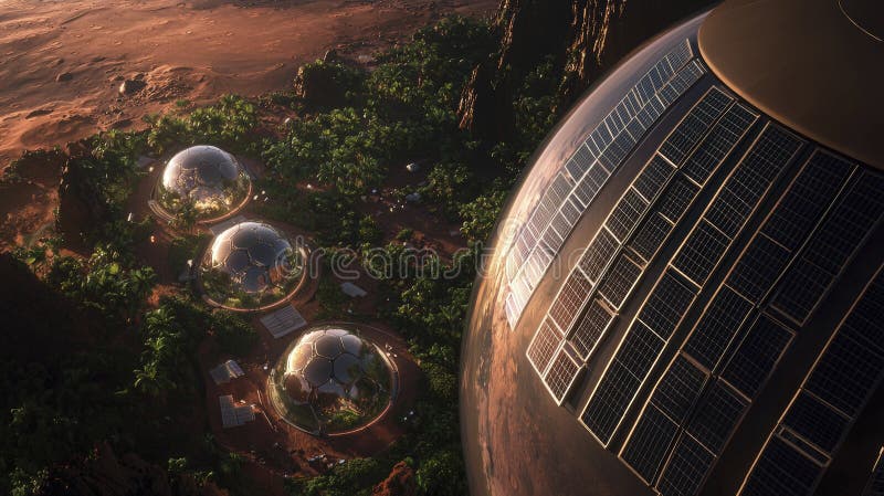 Exploration Vision Futuristic Aerial Concept Art for Mars Colonization ...