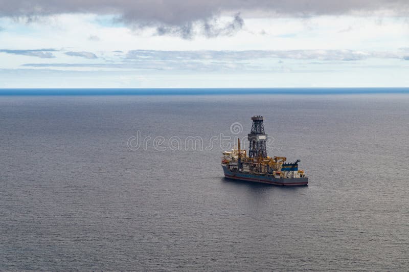 The Offshore Drilling Oil Rig Top View From Aircraft. Stock Photo ...