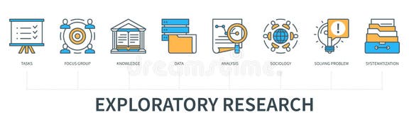 Exploratory Research Concept with Icons in Minimal Flat Line Style Stock Vector - Illustration ...