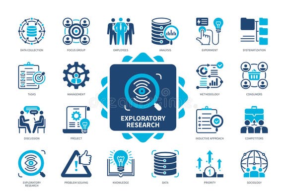 Exploratory Research Solid Icon Set Stock Illustration - Illustration ...