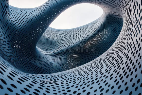 Explore Abstract Building Structure with Perforated Design and Modern ...