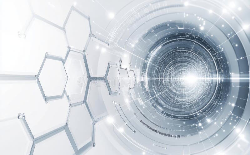 Explore Abstract Digital Network with Hexagon, Modern Data Tunnel ...