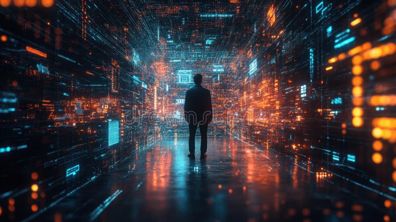 Abstract Digital Transformation Scene with Futuristic Data Elements ...