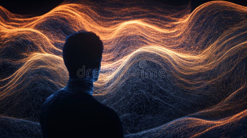 Explore Abstract Digital Waves and Human Silhouette in Interactive Art ...