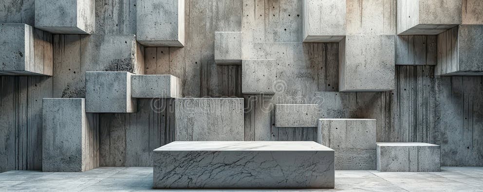 Abstract Geometric and Brutalist Background with Concrete Blocks ...