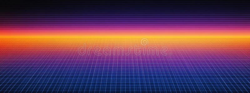 Explore Abstract Grid with Glowing Horizon in Retro Style and Concept ...
