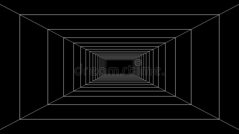 Abstract Linear Tunnel in 3D Perspective with Black Background is a ...