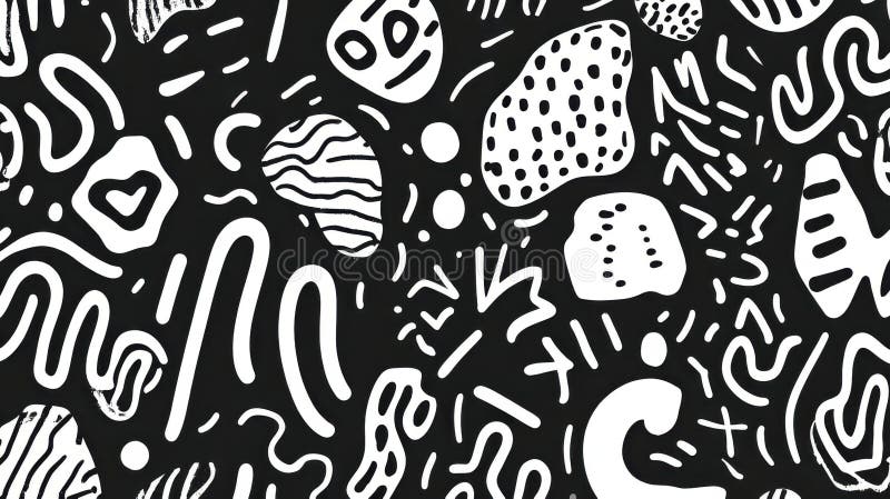 Explore Abstract Shapes, a Black and White Pattern Stock Illustration ...