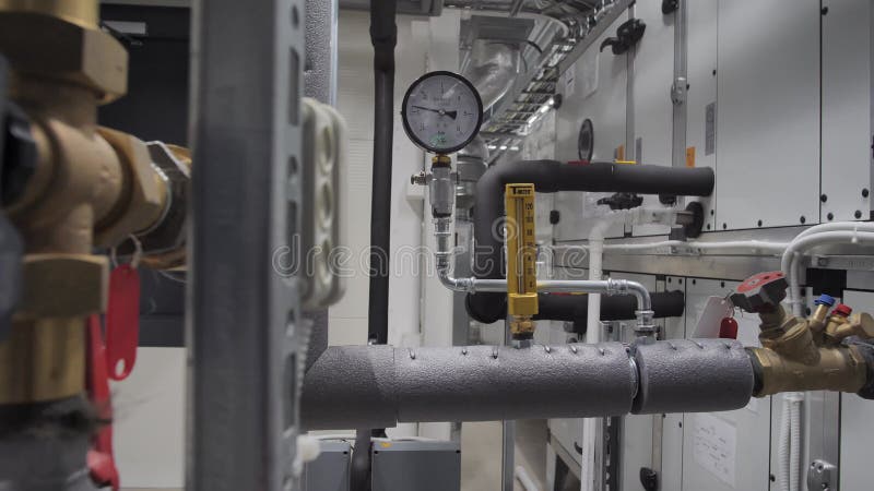 An Industrial Pipe System Equipped with Pressure Gauges Designed for ...